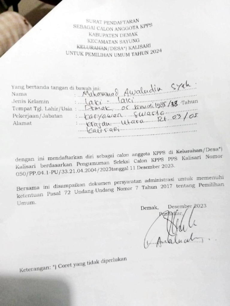 Surat Pendaftaran | PDF