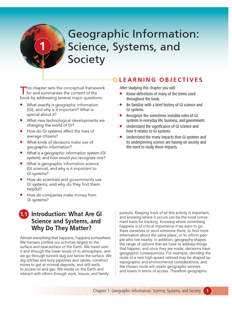 GEOGRAPHIC INFORMATION SYSTEM SCIENCE CH 1 | PDF | Data | Information