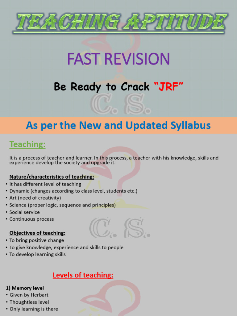 Teaching Aptitude | PDF | Educational Technology | Learning