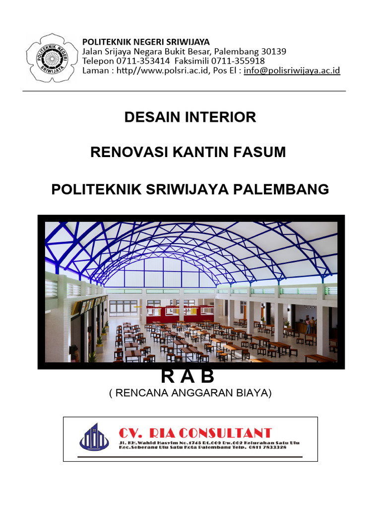 RAB Renovasi Kantin Fasum Polsri Up KK Aan R.ev.3 | PDF