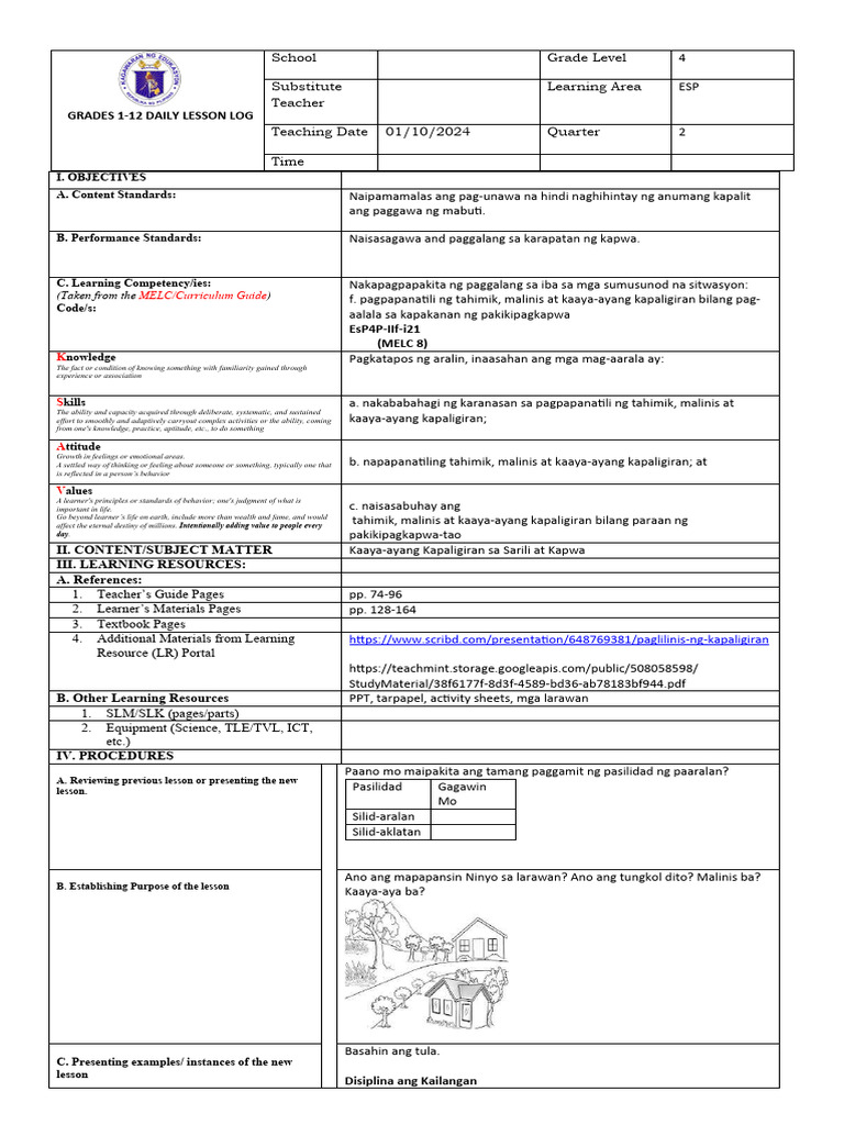 Esp-01102024 | PDF | Learning | Teachers