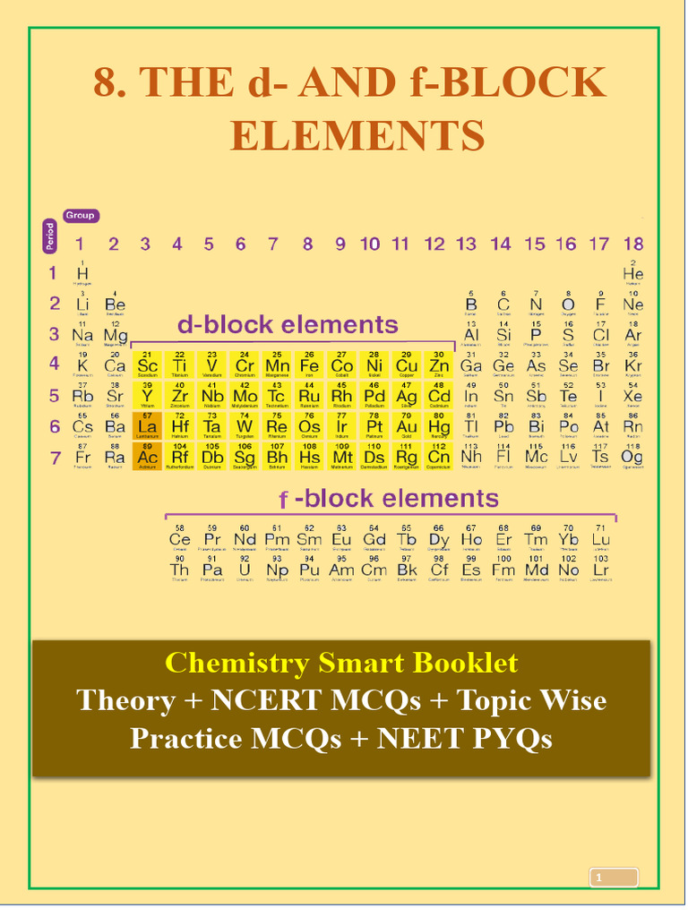 8.the D- And F-block Elements | PDF | Coordination Complex | Transition Metals