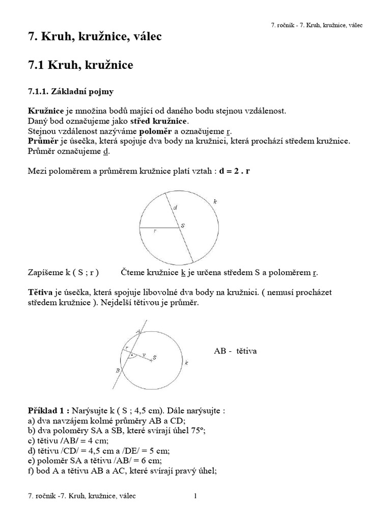 Ucivo Ma 8r Kruh Kruznice Valec | PDF