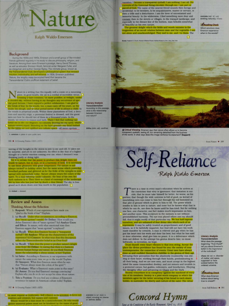 Emerson and Thoreau | PDF | Ralph Waldo Emerson | Transcendentalism