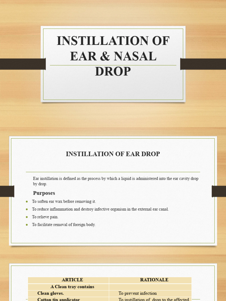 Instillation of Ear and Nasal Drop | PDF | Ear | Human Nose