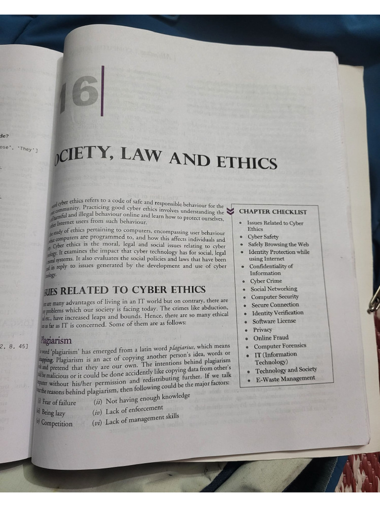 Society and Ethics Class 11 Comp Science | PDF