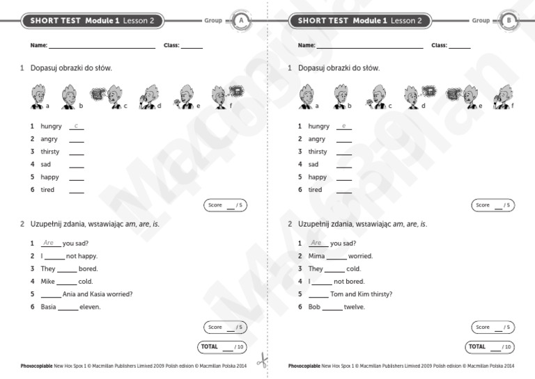 Hot Spot 1 Short Test Module 1 Lesson 2 | PDF