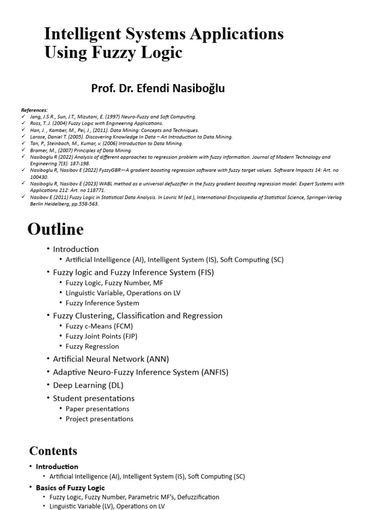 DEU CSC5045 Intelligent System Applications Using Fuzzy - 1+introduction | PDF | Artificial ...