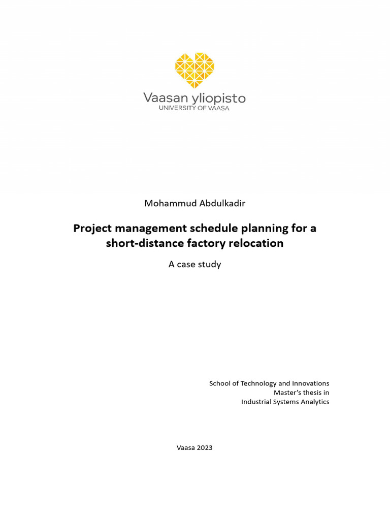 Project Management Schedule Planning For A Short-Distance Factory ...