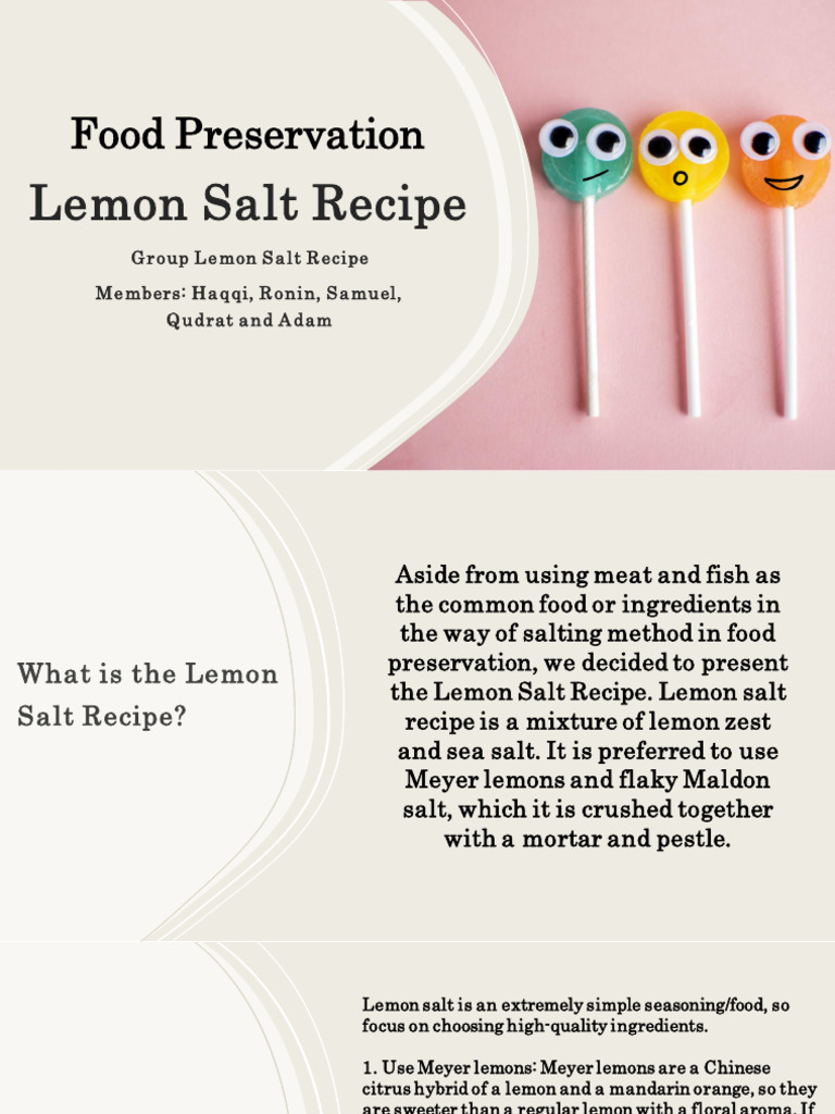 Food Preservation - Lemon Salt Recipe | PDF | Lemon | Zest (Ingredient)