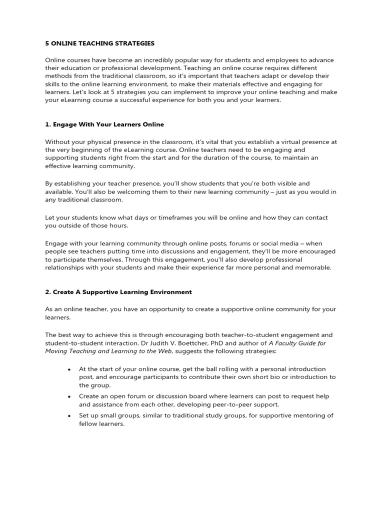 5 Effective Online Teaching Tips | PDF | Educational Technology | Learning