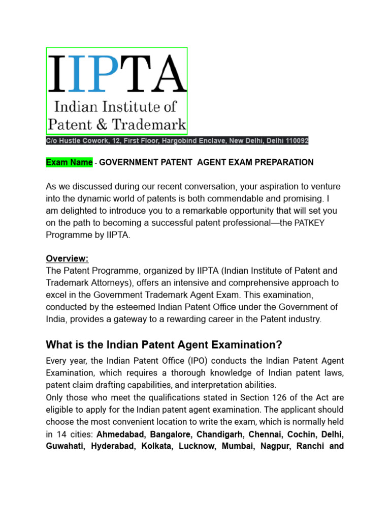 Patent Exam | PDF | Academic Degree | Patent