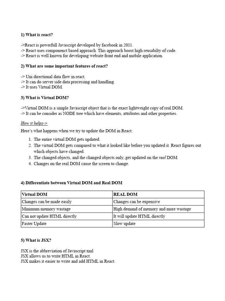 React 1 Pdf Document Object Model Java Script