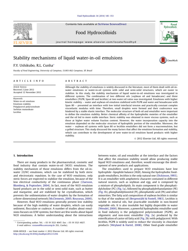 1 s2.0 S0268005X12002810 Main | PDF | Emulsion | Colloid