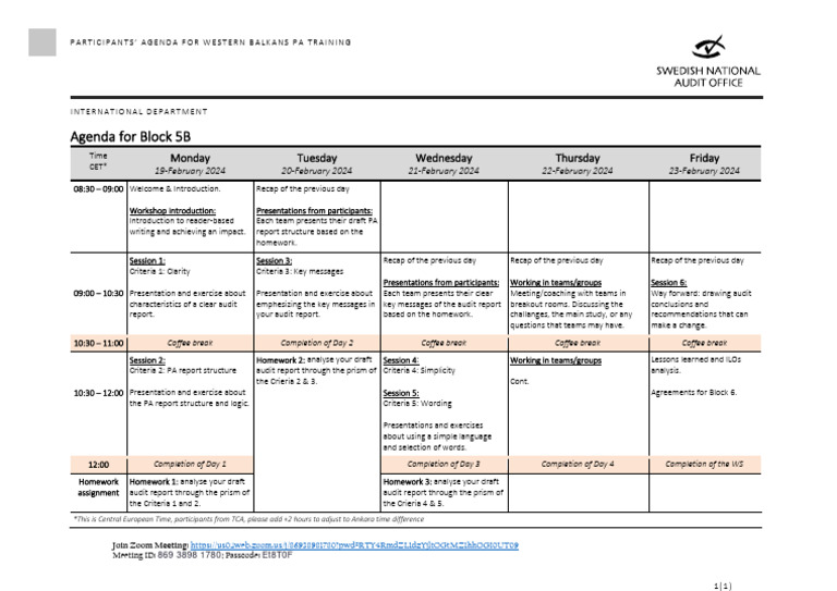 Agenda Block 5B For Participants | PDF