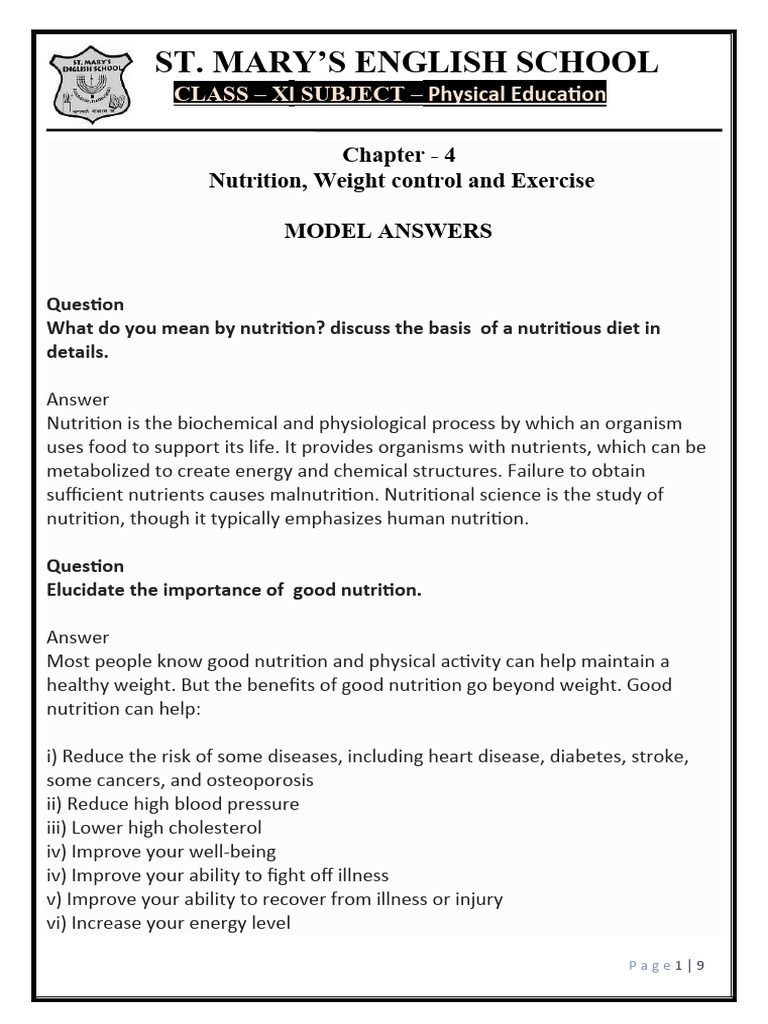 Chapter4 (Nutrition, WeightcontrolandExercise) | PDF | Obesity | Nutrition