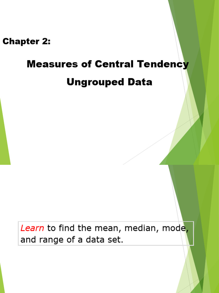 Chapter3 - Measures of Central Tendency Ungrouped Data | PDF | Mean | Arithmetic Mean