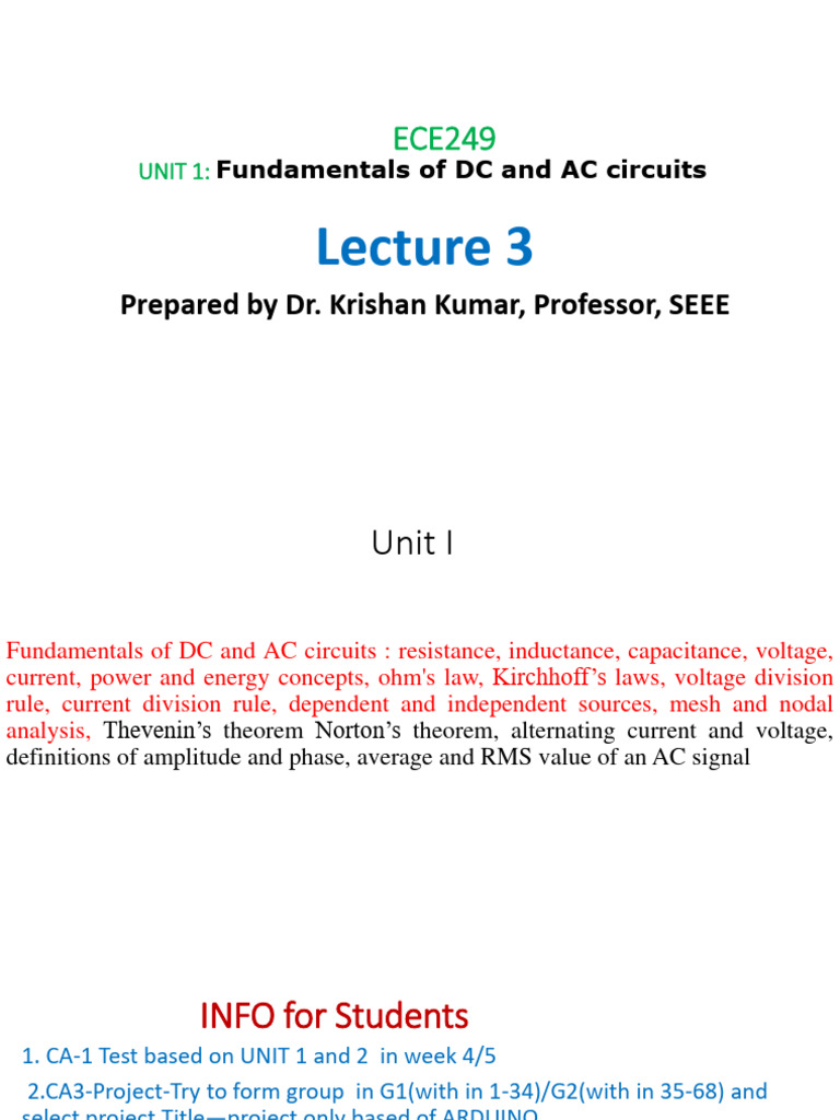 Lecture3 PPT Week 2 | PDF | Electrical Network | Voltage