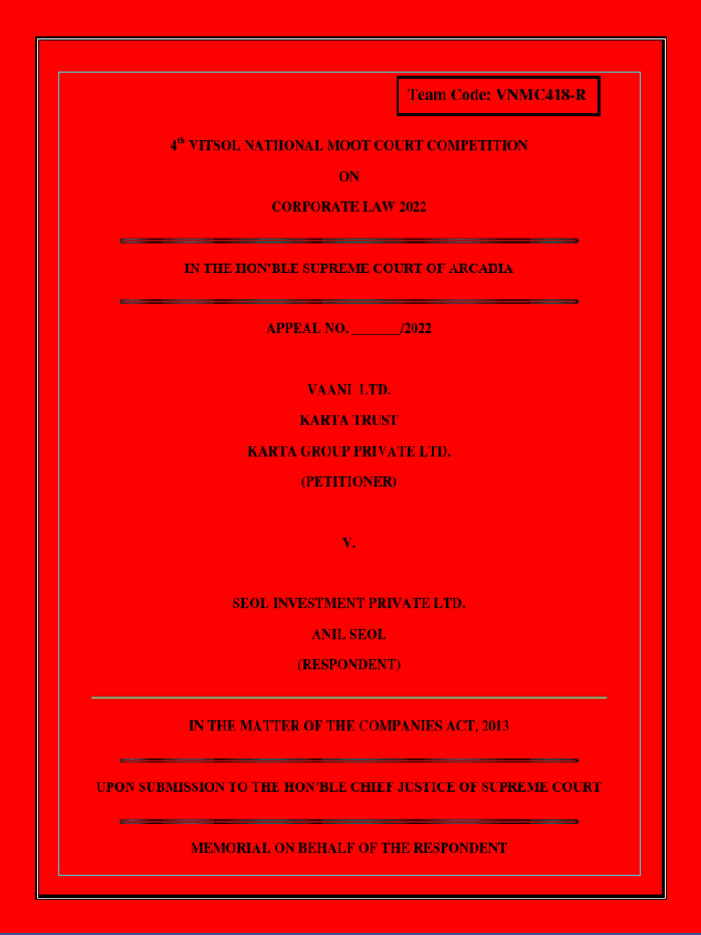 Vitsol Memorial For RESPONDENT-1 | PDF | Convertible Bond | Stocks