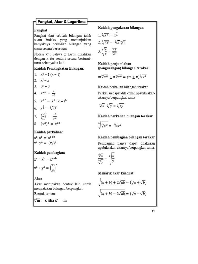 Kaidah Pangkat dan Akar Bilangan | PDF | Metode & Bahan Ajar