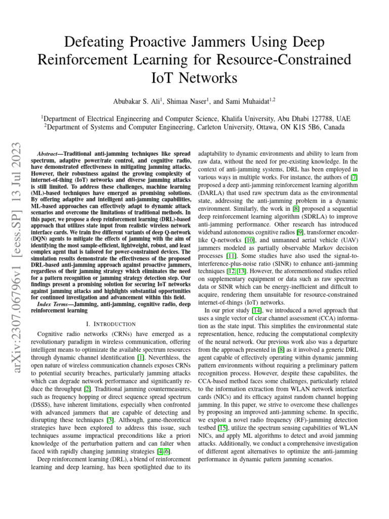 Defeating Proactive Jammers Using Deep Reinforcement Learning For Resource-Constrained IoT ...
