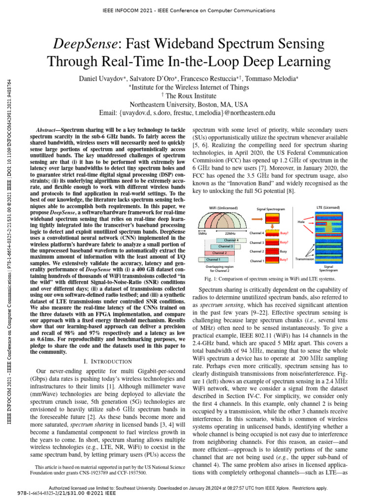 DeepSense Fast Wideband Spectrum Sensing Through Real-Time In-the-Loop ...