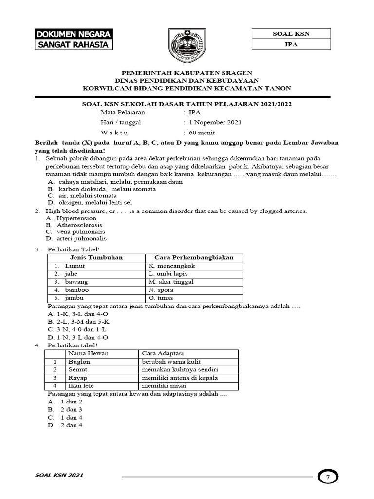 Soal Lomba KSN Ipa - 2021 | PDF