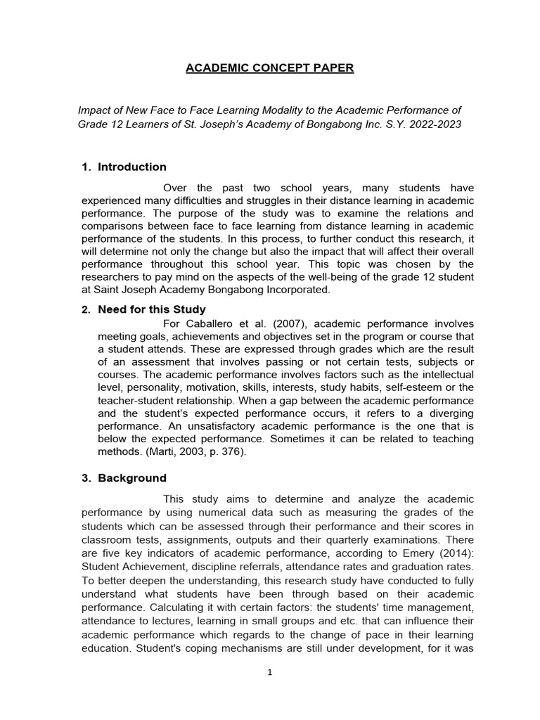 Academic Concept Paper | PDF | Learning | Psychology Academic Concept Paper | PDF | Learning | Psychology