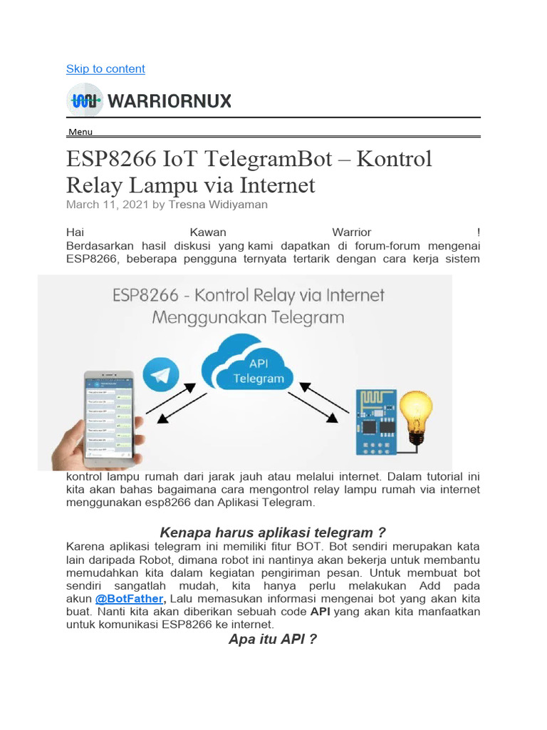 Kontrol Lampu dengan ESP8266 Telegram | PDF