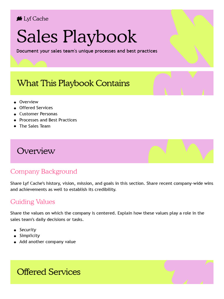 Sales Playbook: What This Playbook Contains | PDF