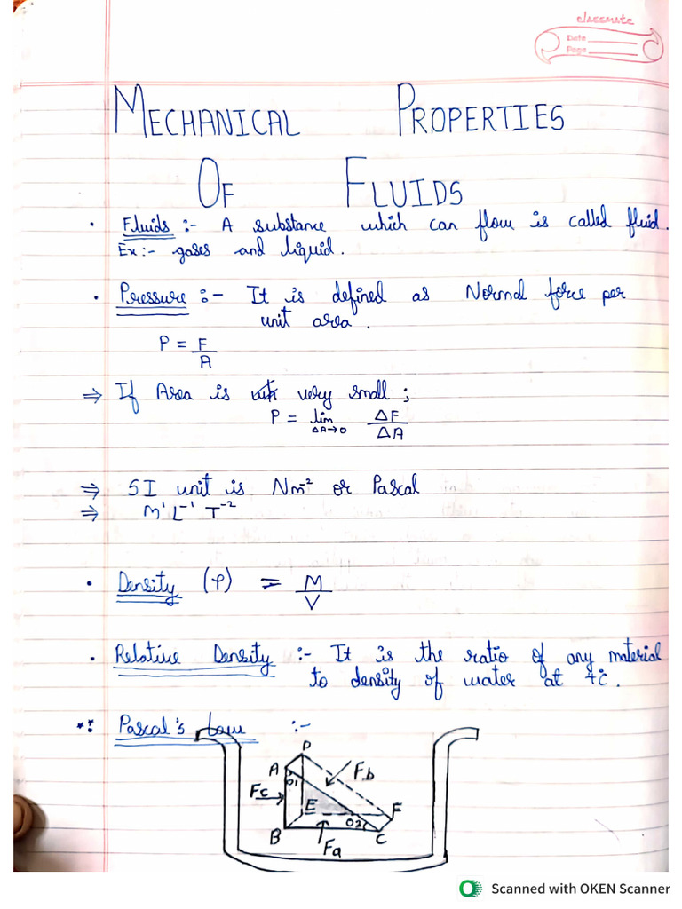 Mechanical Properties of Fluids | PDF