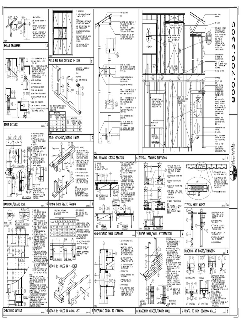 Stud Notching/Boring Limits: Handrail/Guard Rail | PDF | Truss ...