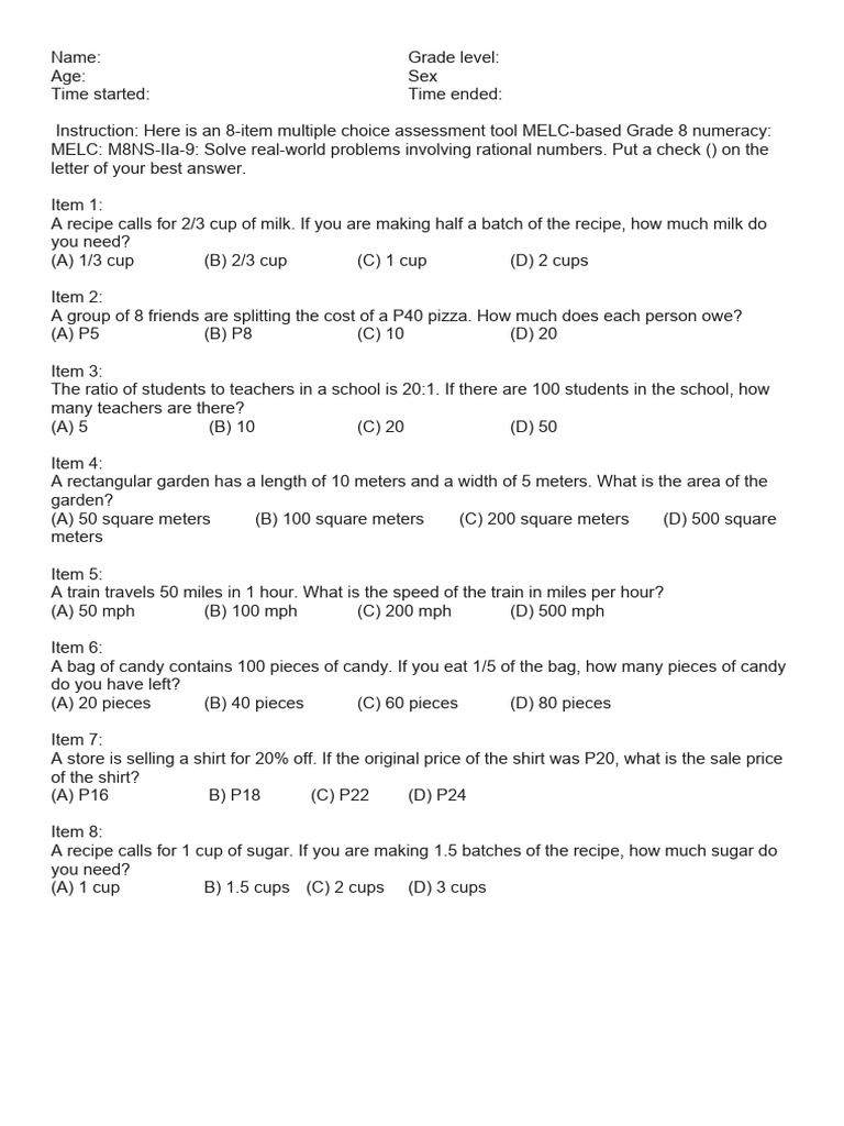 Survey Questionnaire | PDF | Notation | Mathematical Concepts