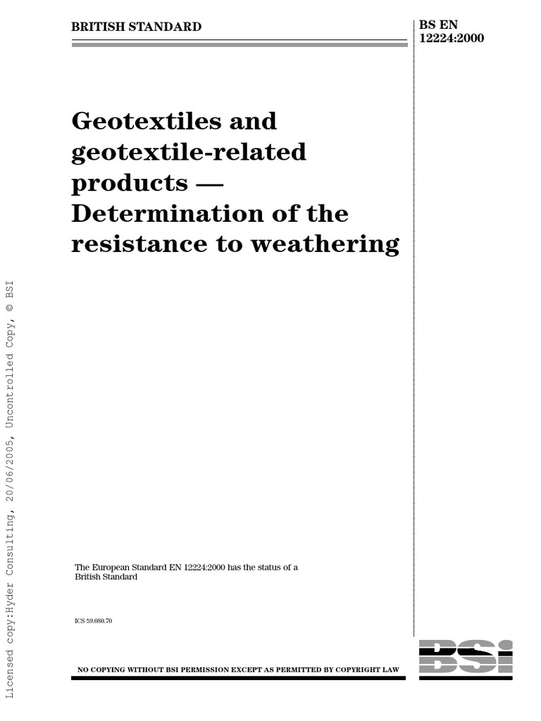 Geotextile BS EN 12224 | PDF | Ultraviolet | Optics