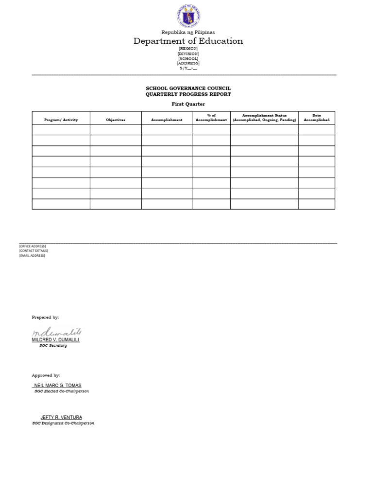 (SGC) Quarterly Progress Report | PDF