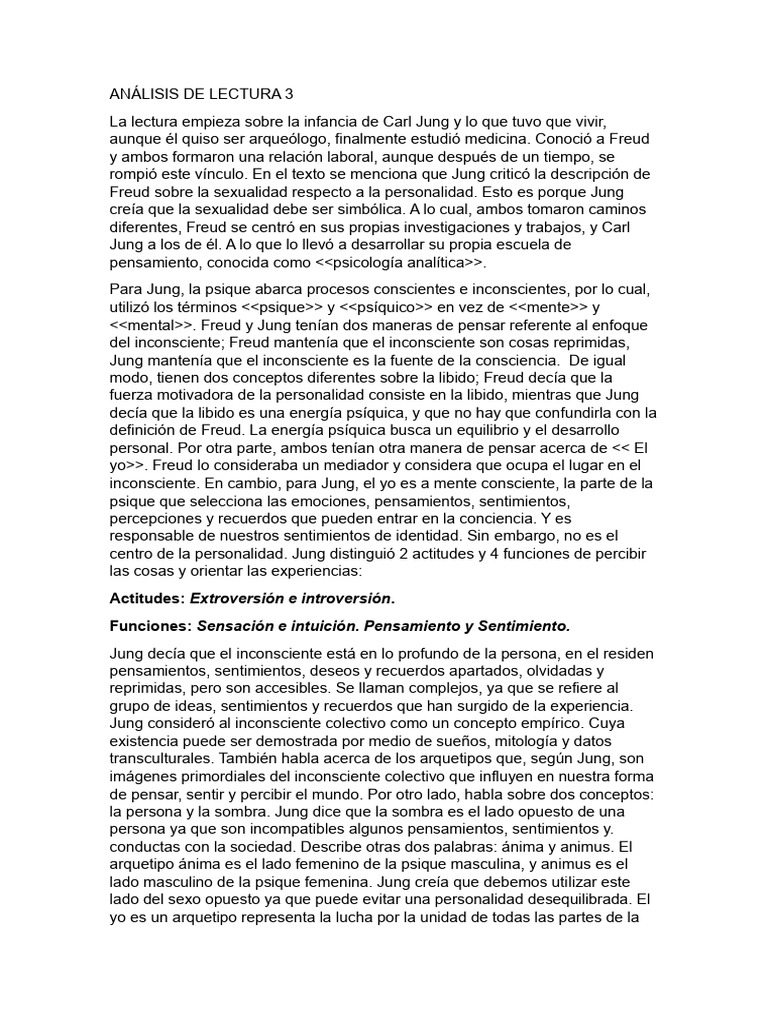 Análisis de Lectura 3 | PDF | Libido | Mente inconsciente