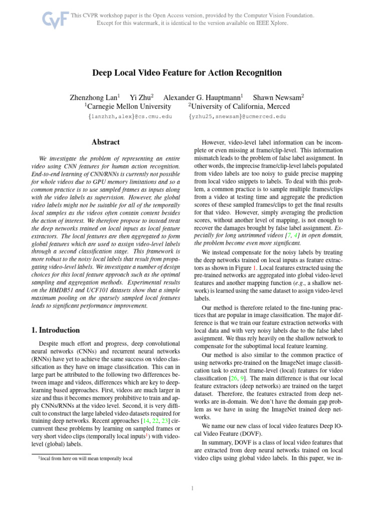 Lan Deep Local Video CVPR 2017 Paper | PDF | Deep Learning | Cognitive Science
