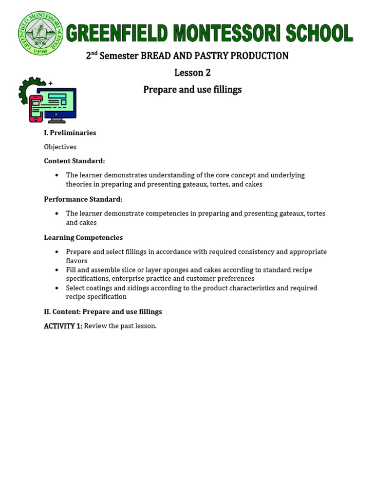 BPP - Lesson 2 | PDF | Cakes | Custard