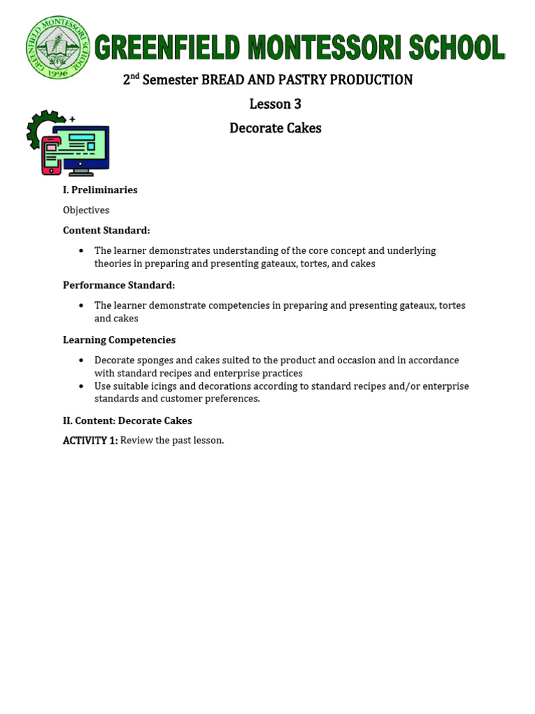 BPP - Lesson 3 | Download Free PDF | Cakes | Icing (Food)