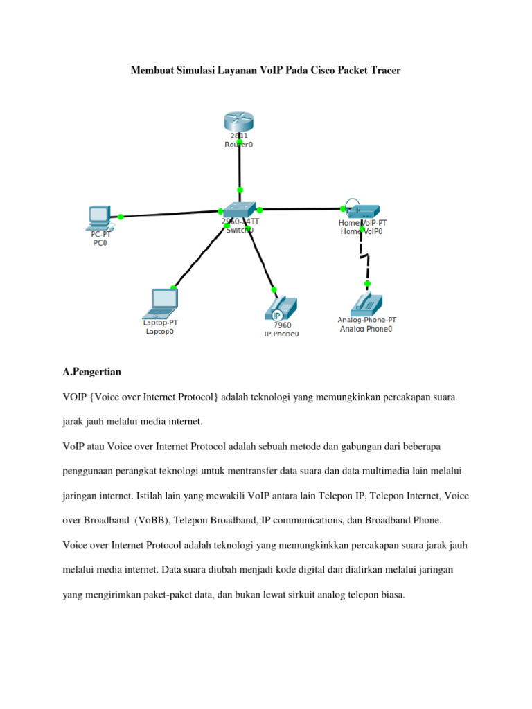 TUGAS Membuat Simulasi Layanan VoIP Pada Cisco Packet Tracer OKE | PDF
