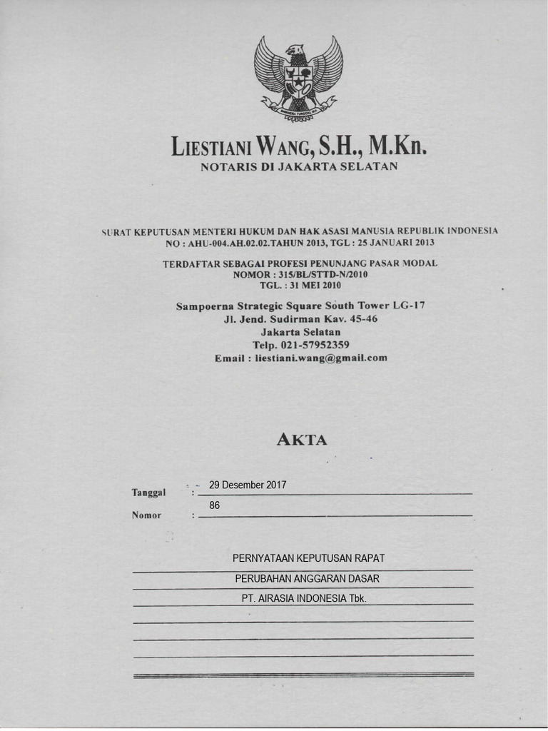 Keputusan Rapat PT AirAsia Indonesia Tbk. | PDF