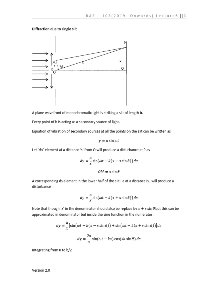 Bas103 Lecture 6 Diffraction Download Free Pdf Angular Resolution Applied And 