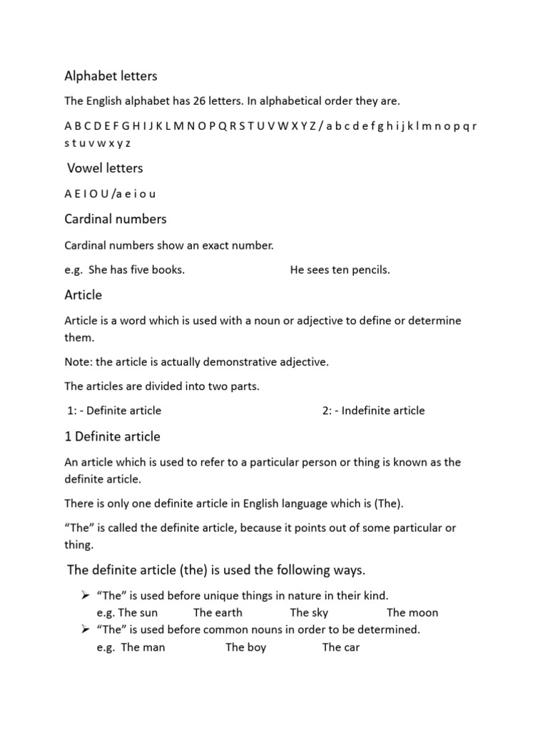 Understanding English Articles and Vowels | PDF