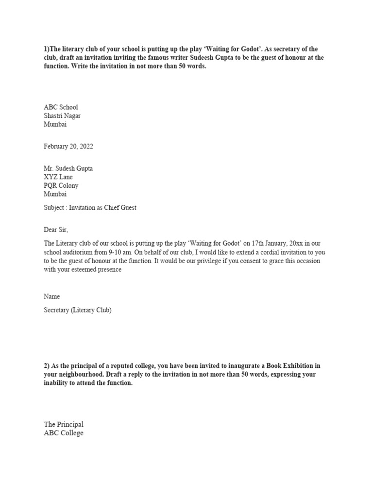 Formal Invitation and Reply Type 2 | PDF