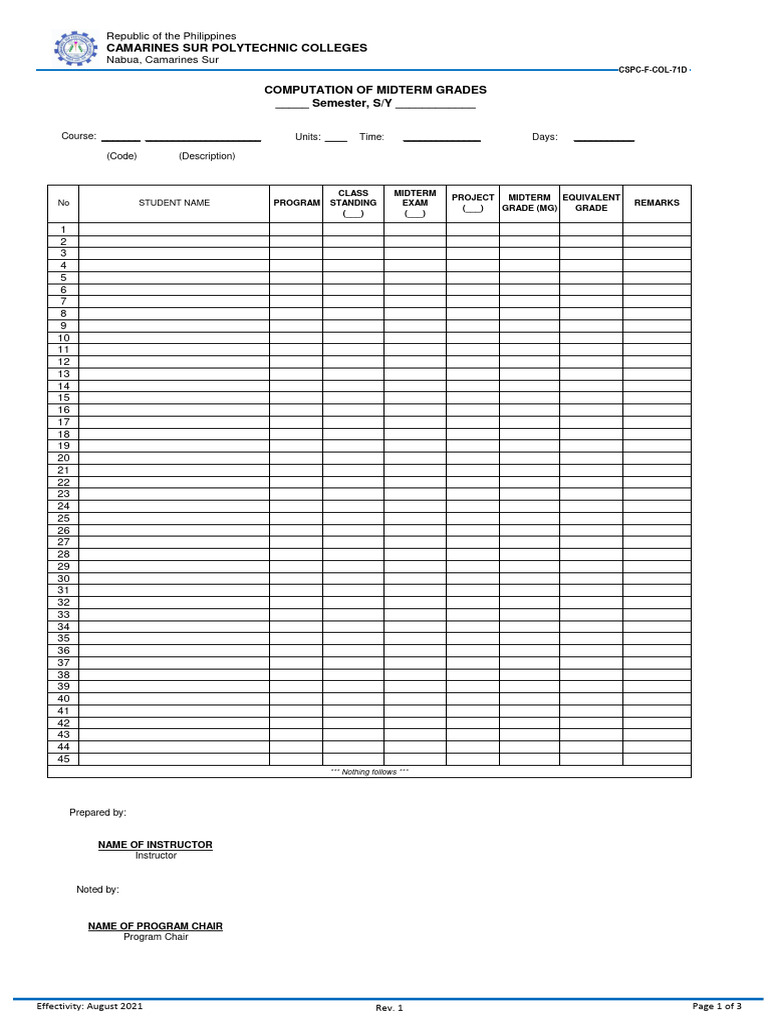 GRADES-TEMPLATE | PDF | Educational Institutions