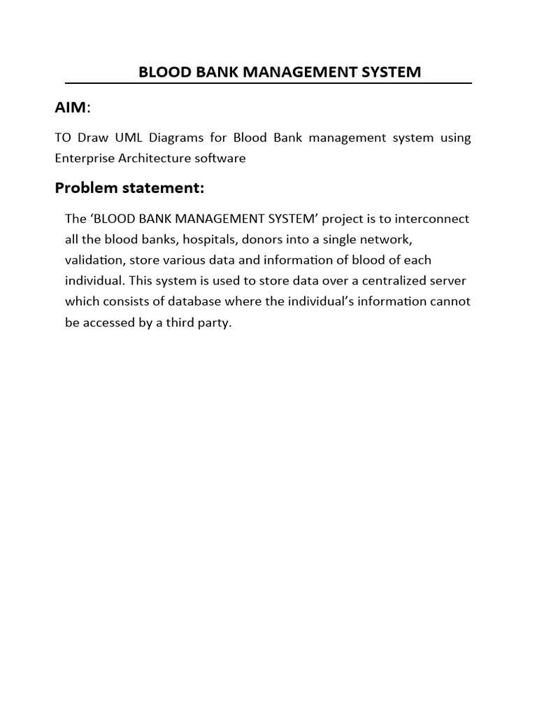 UML Diagrams for Blood Bank System | PDF