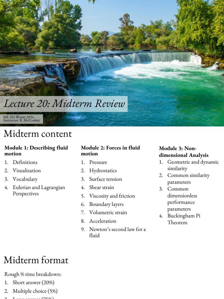 Lecture 20 - Midterm Review (Slides) | PDF | Shear Stress | Boundary Layer