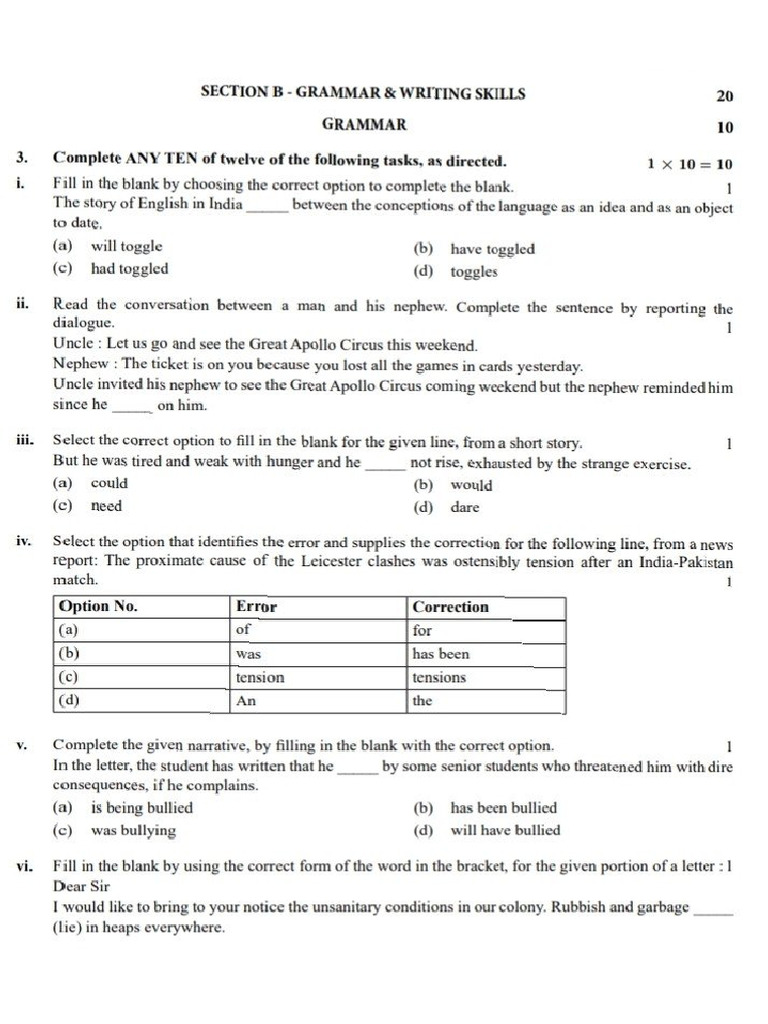 Grammar Worksheet | PDF