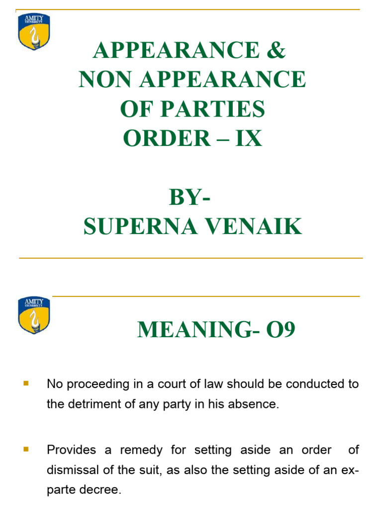 Appearance & Non-Appearance of Parties | PDF | Lawsuit | Summons