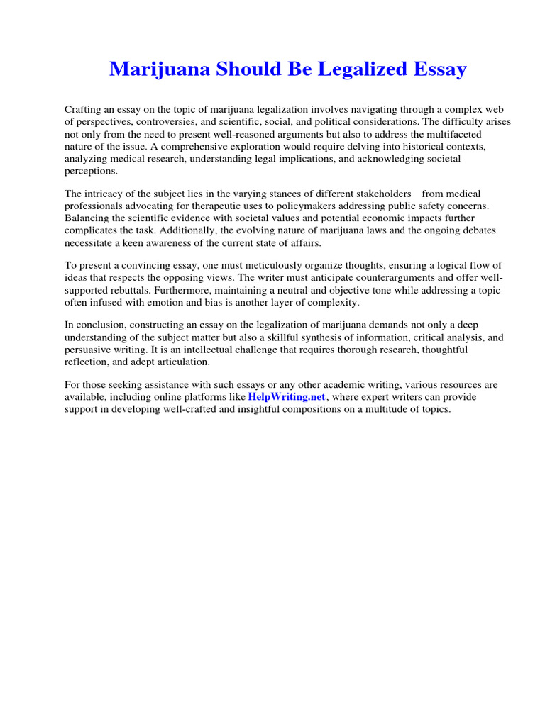 Marijuana Should Be Legalized Essay | Download Free PDF | Snow White ...
